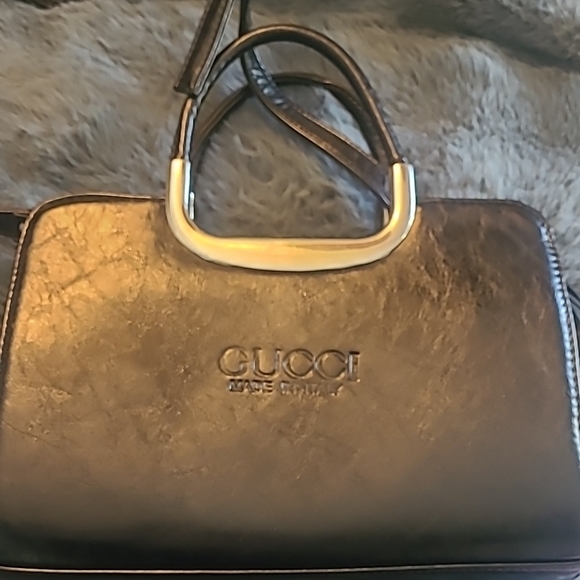 Gucci | Bags | Gucci Black Satchel With Strath And Silver Accent ...